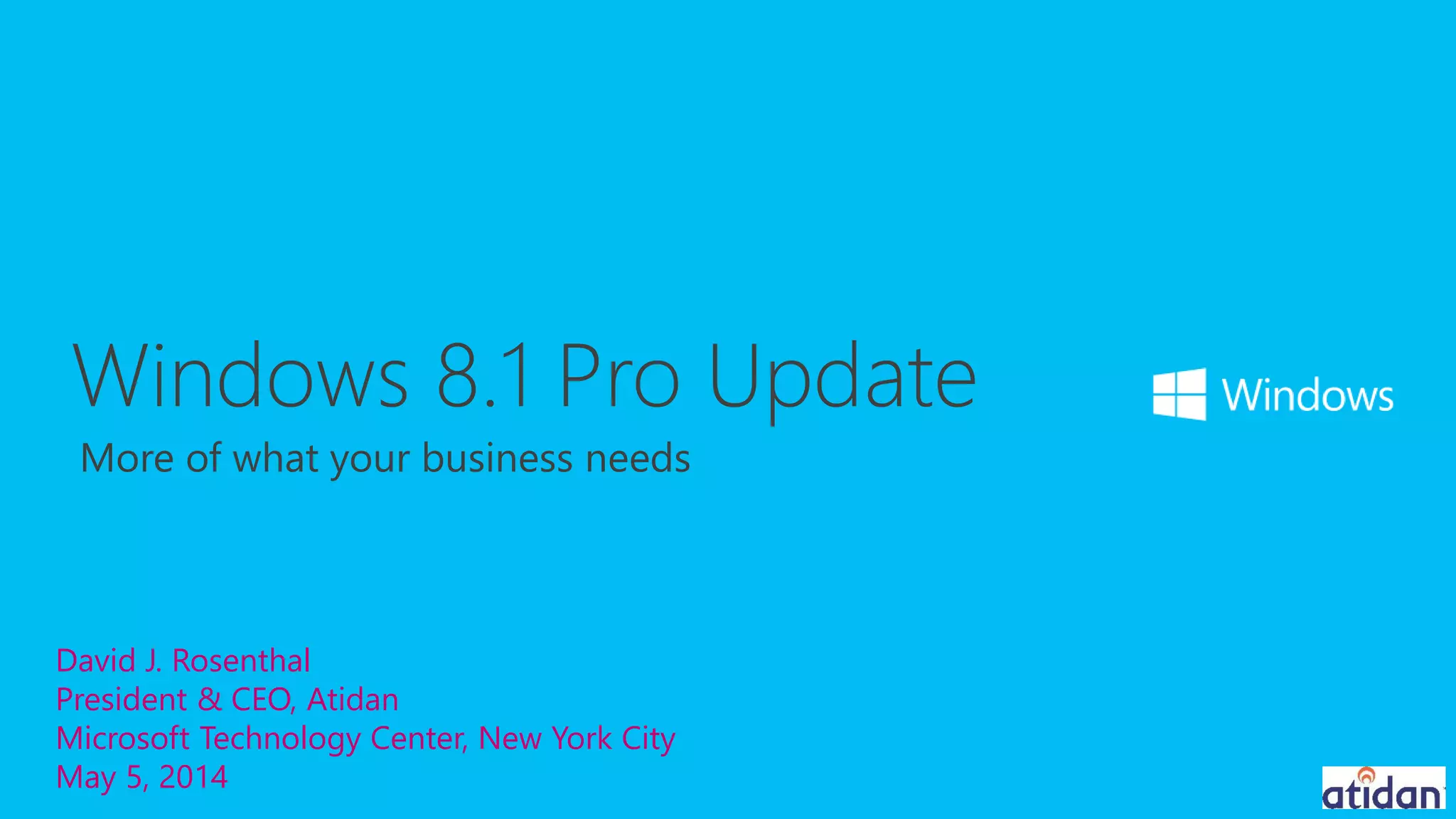 Microsoft Windows 8.1 Pro - presented by Atidan | PDF