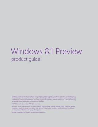 Microsoft Windows 8.1 Preview Product Guide | PDF