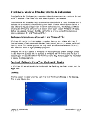 OverDrive for Windows 8.1 and RT Handout with Hands-On Exercises | PDF