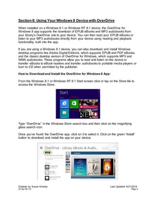 OverDrive for Windows 8.1 and RT Handout with Hands-On Exercises | DOCX