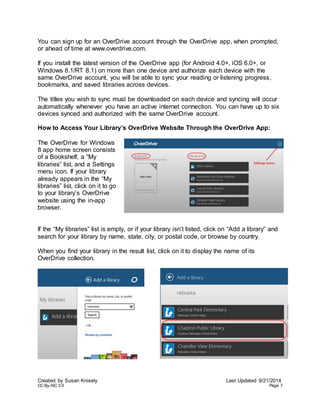 OverDrive for Windows 8.1 and RT Handout with Hands-On Exercises | PDF