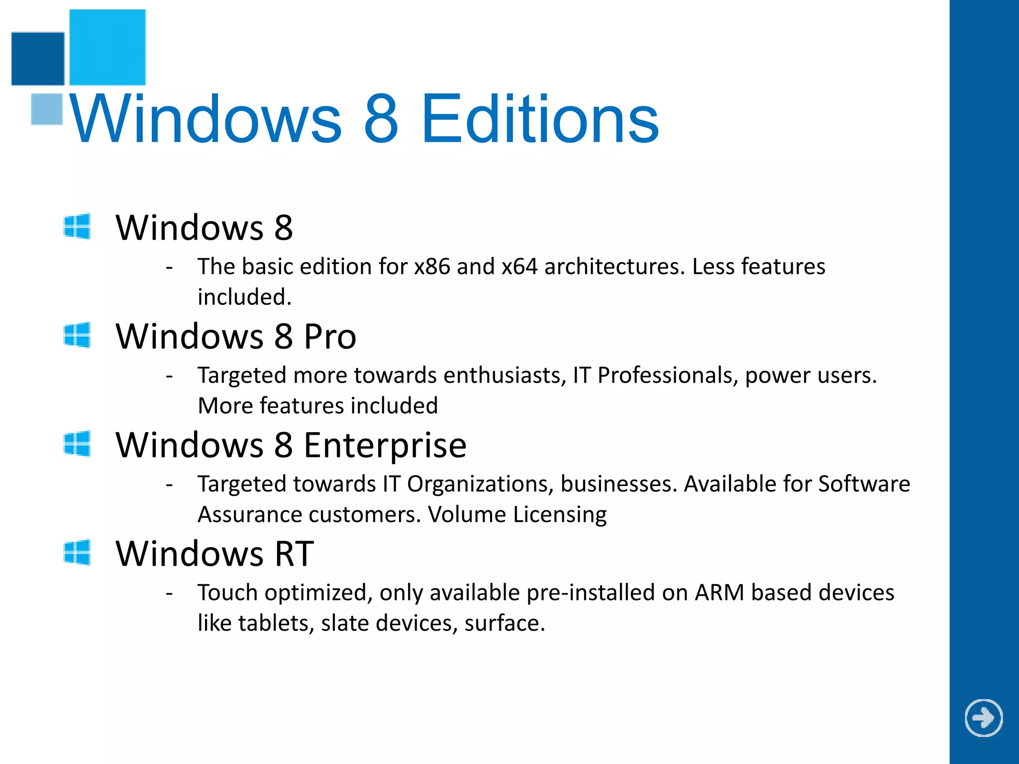 Windows 8 design & features | PPTX | Operating Systems | Computer ...