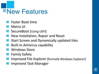 Windows 8 design & features | PPTX | Operating Systems | Computer ...