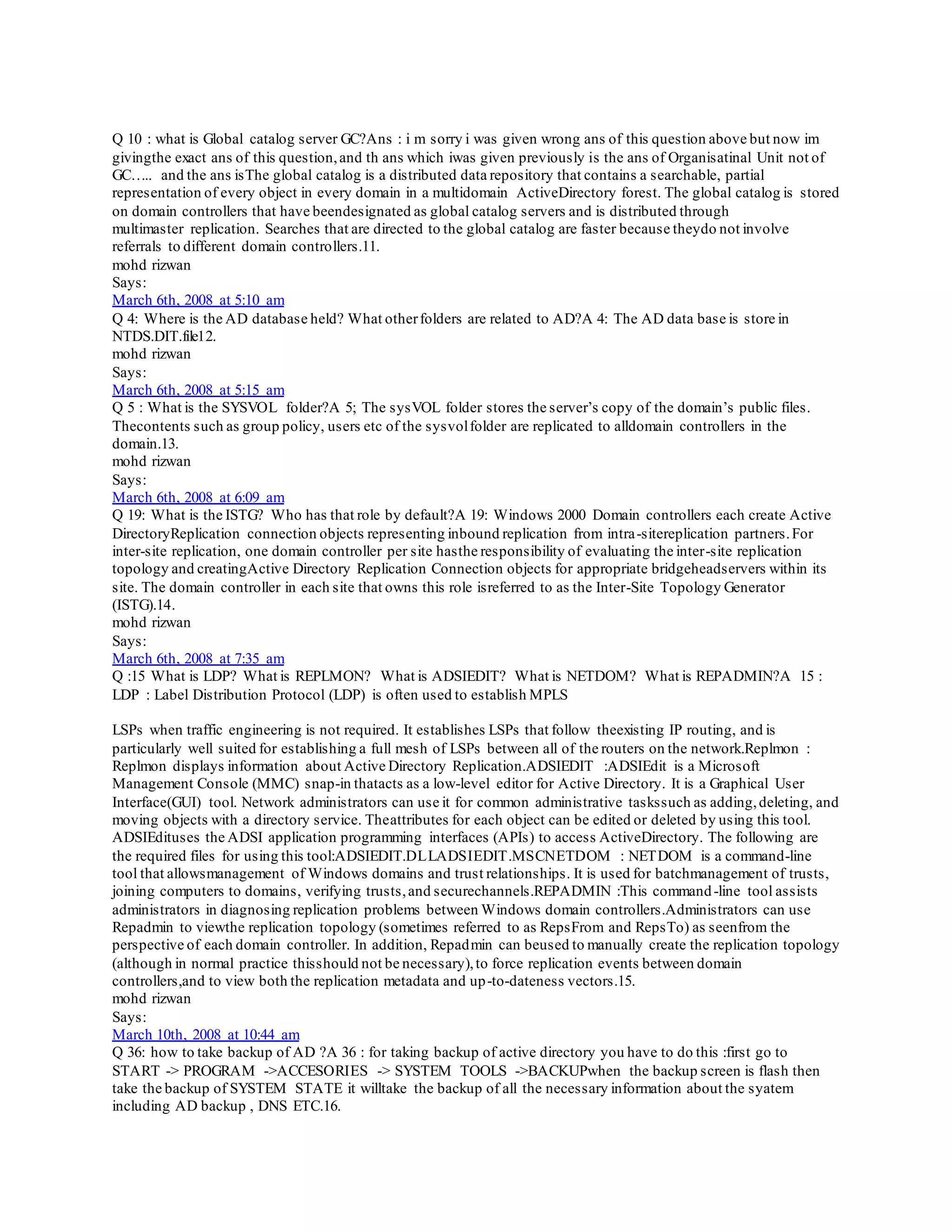 Windows admin interview questions | DOCX