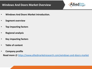 Windows and doors market ppt | PPTX