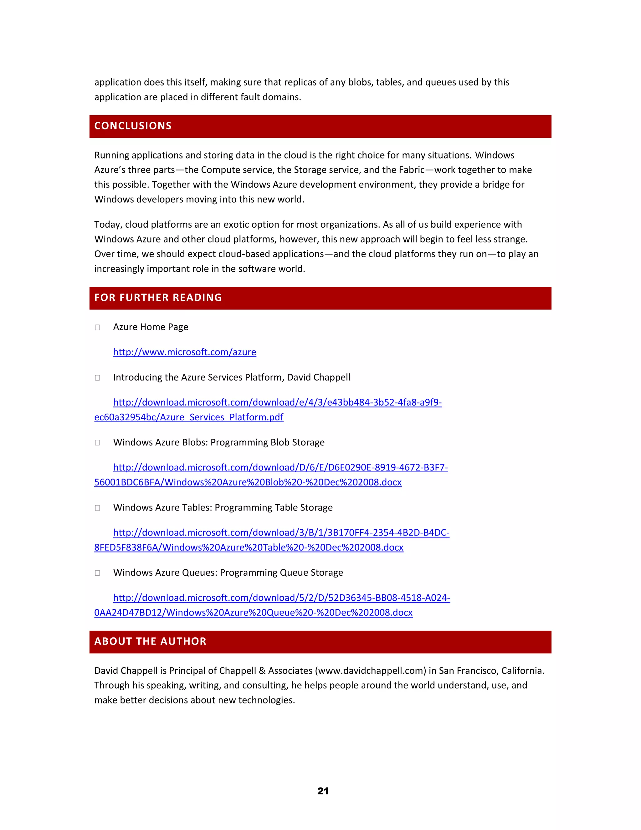 Windows Azure David Chappell White Paper March 09 | PDF