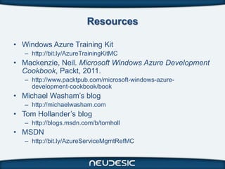 Windows Azure for Developers - Service Management | PPTX