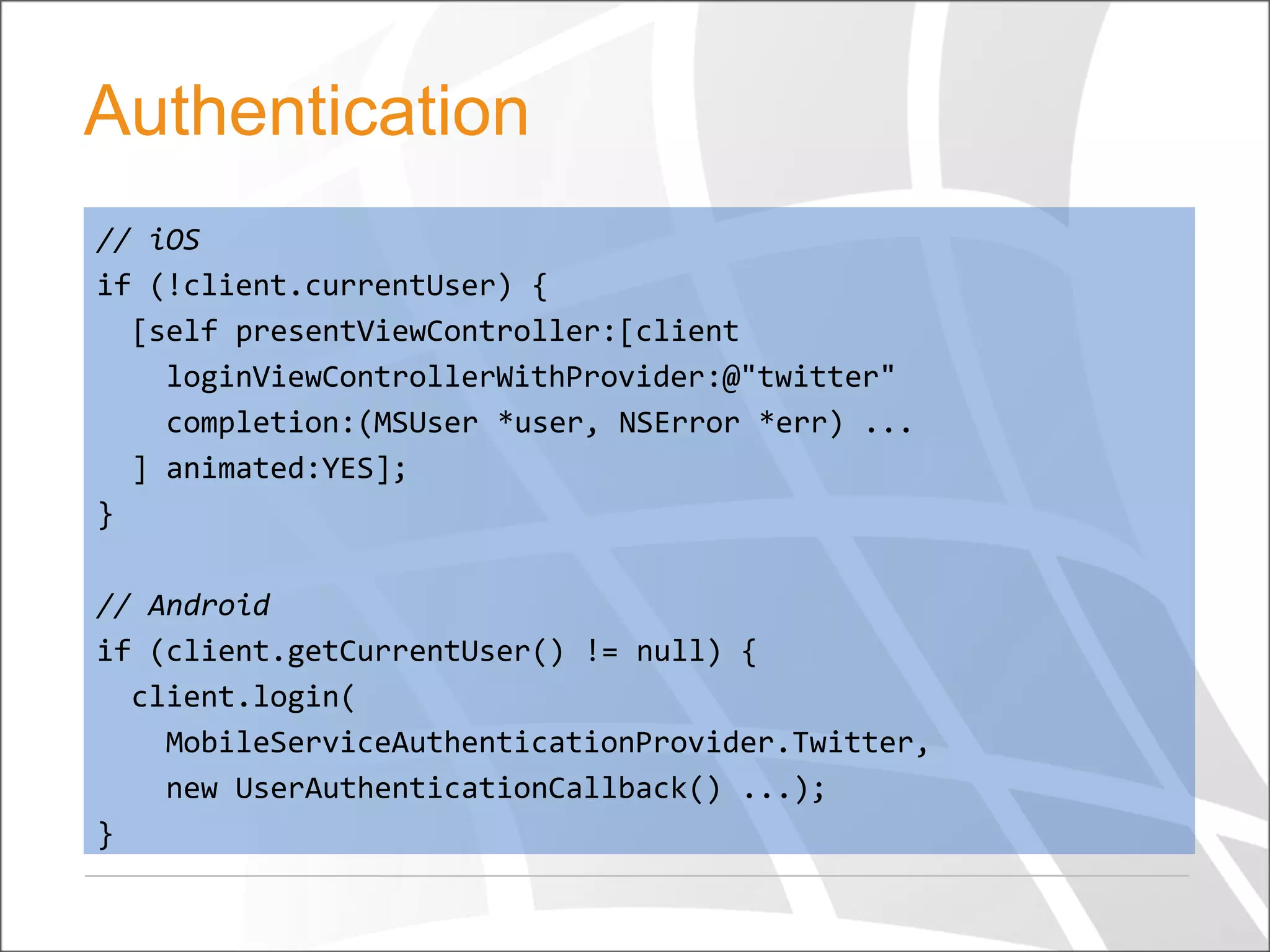 Windows Azure Mobile Services | PPT