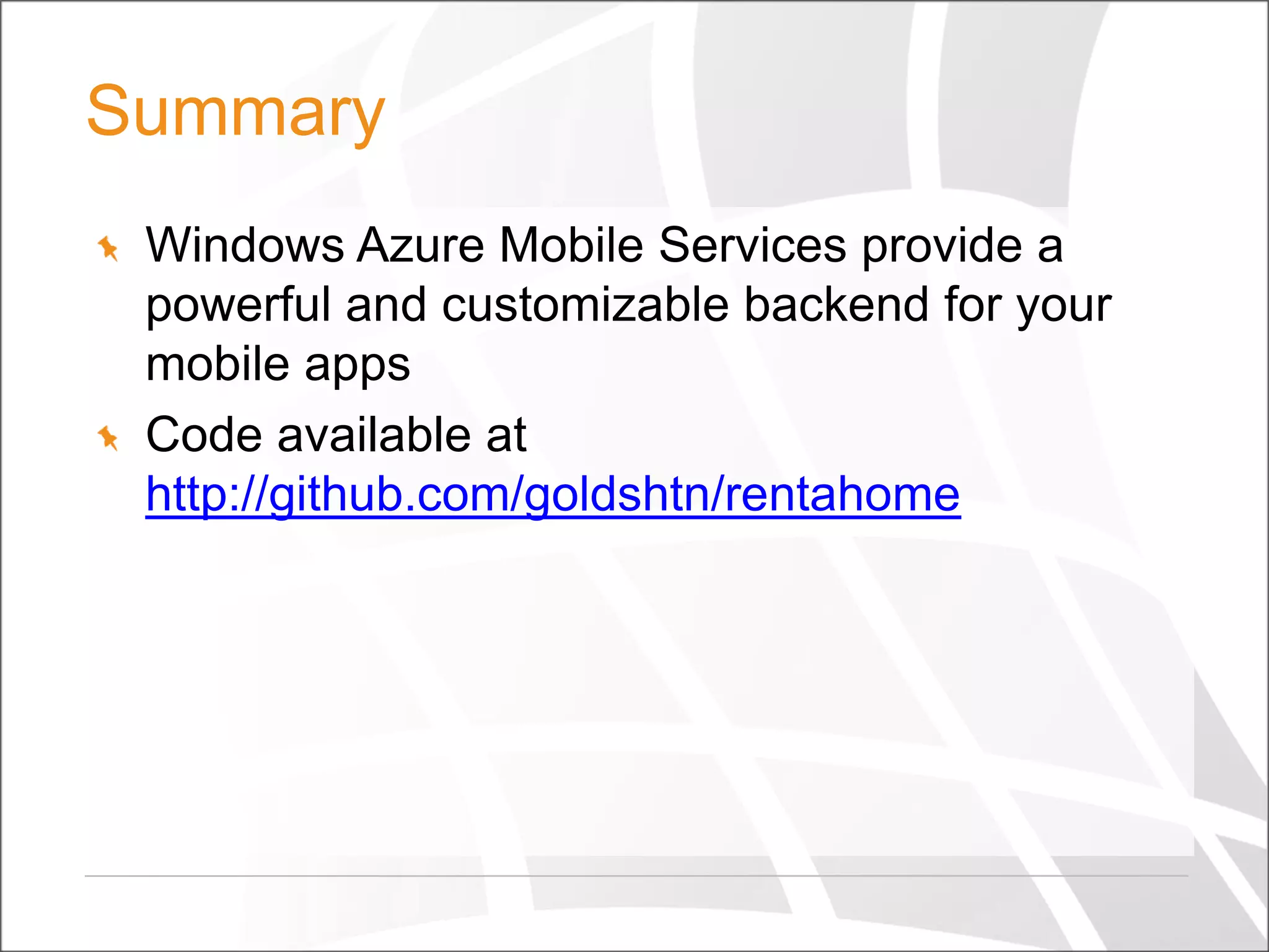 Windows Azure Mobile Services | PPT