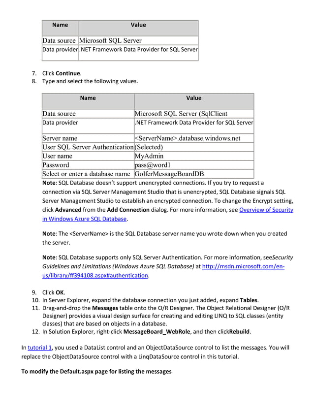 Windows Azure Sql Database Tutorials Pdf