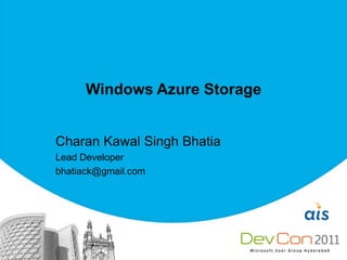 Windows azure storage devcon2011 | PPTX