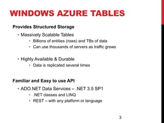 Windows azure table storage – deep dive | PPTX