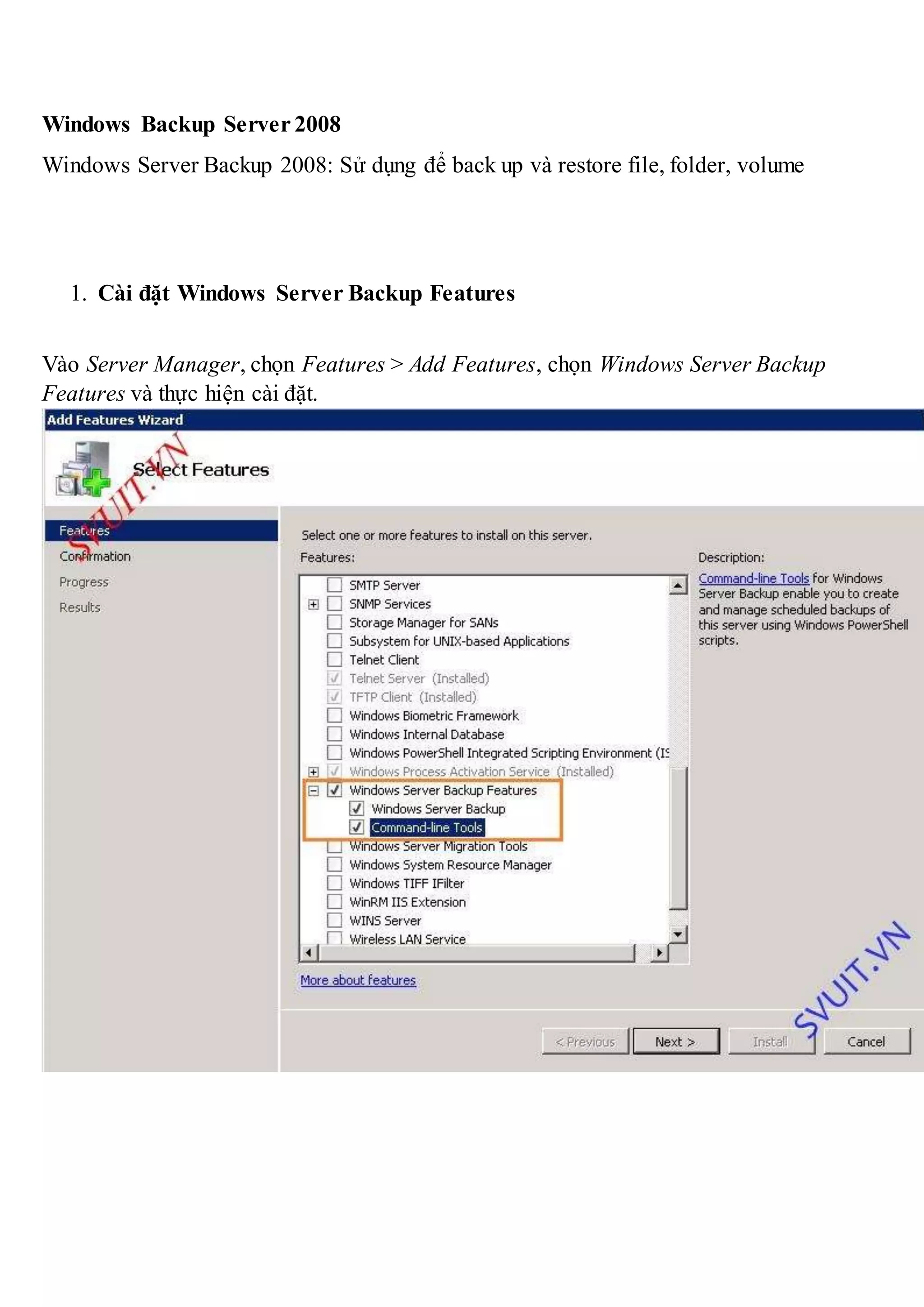 Windows backup server 2008 part 1 | PDF