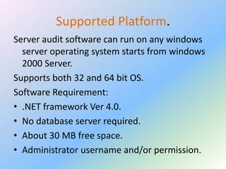 Windows base servers auditing software | PPT