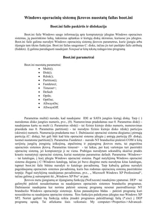 Windows boot ini_aprasymas | PDF