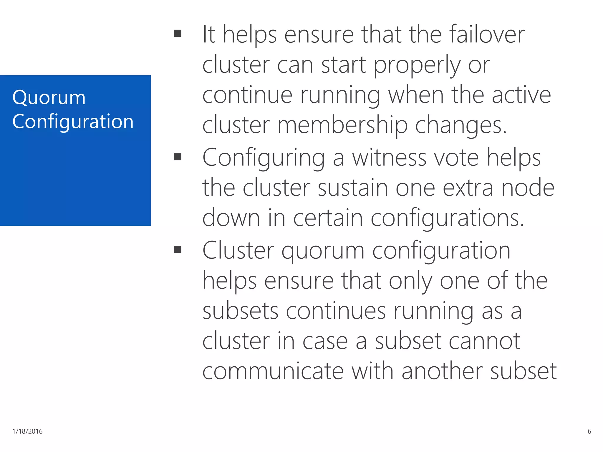 Windows clustering and quorum basics | PPTX | Computing | Technology & Computing
