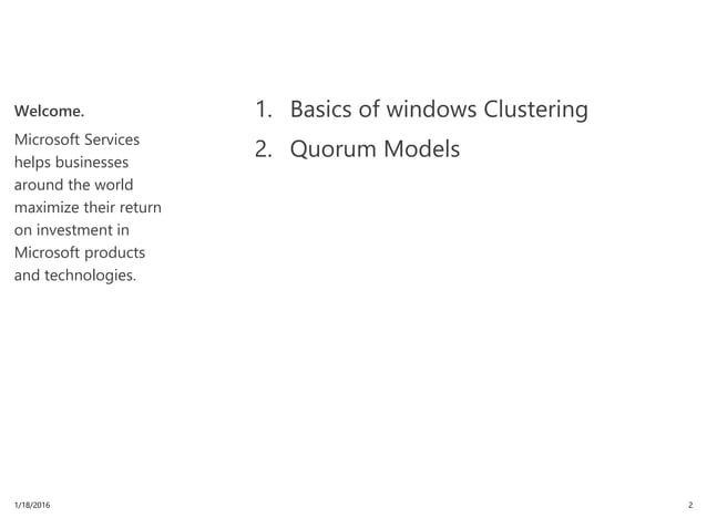 Windows clustering and quorum basics | PPTX | Computing | Technology & Computing