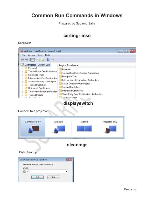Windows Common run commands