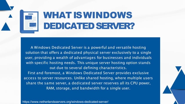 Maximize Performance with Windows Dedicated Server Hosting | PPT