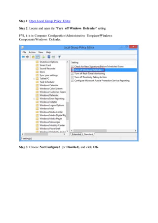 Turn On Windows Defender Windows 8