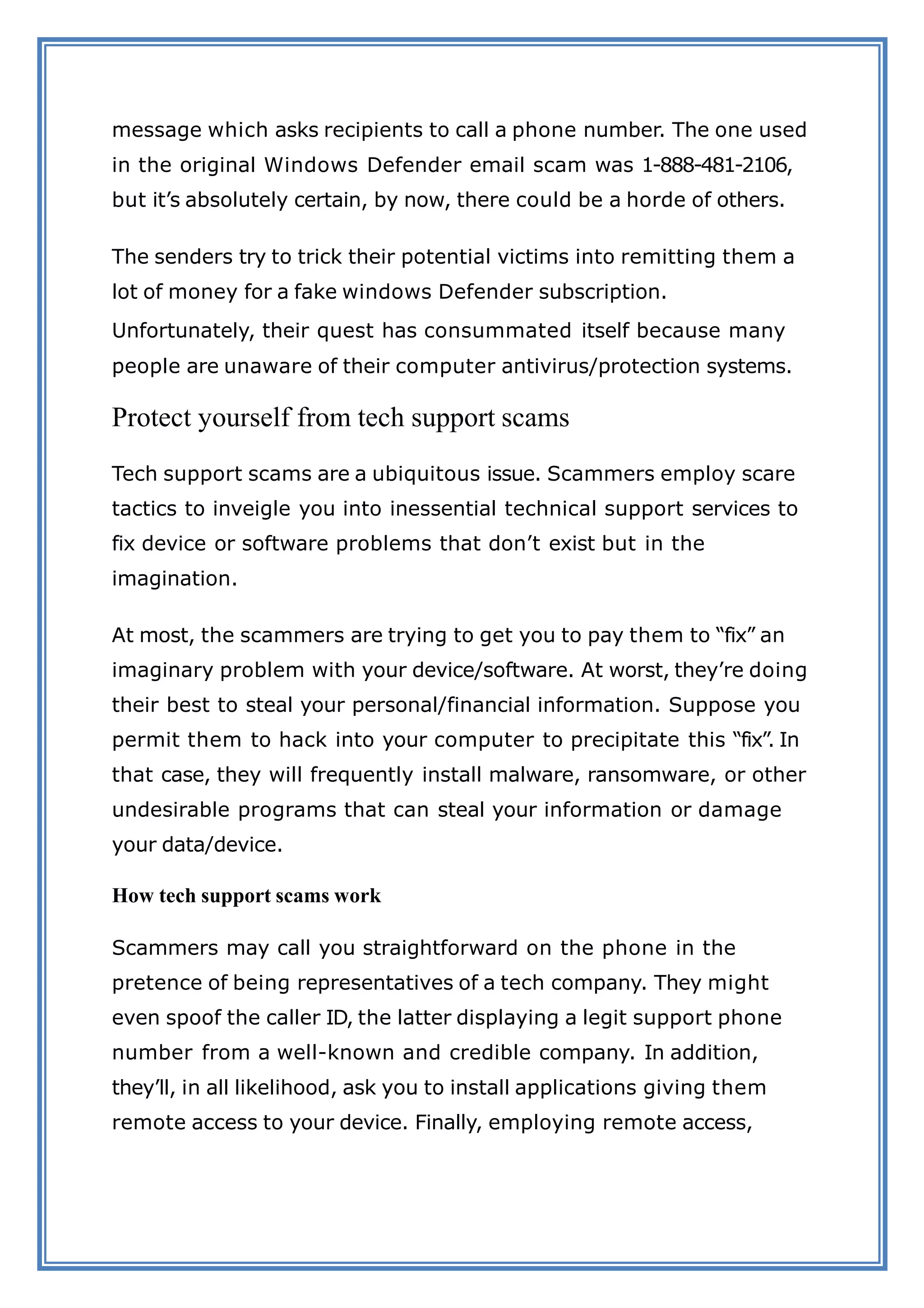 Windows defender email scam | PPTX