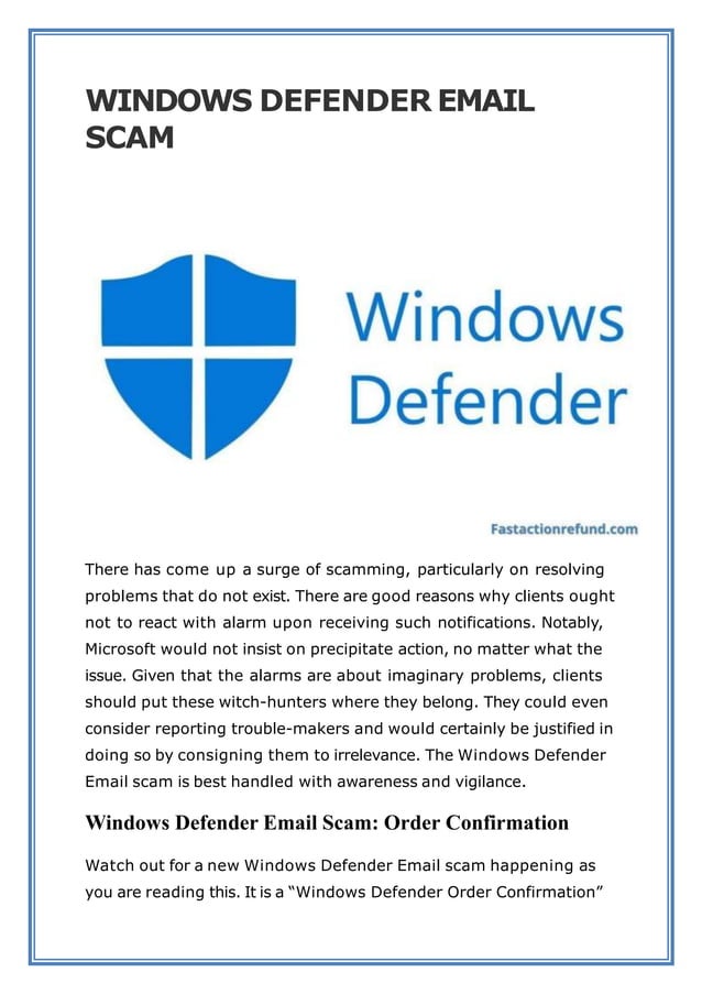 Windows defender email scam | PPTX