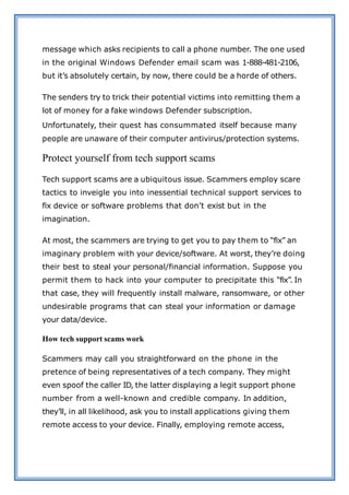 Windows defender email scam | PPTX