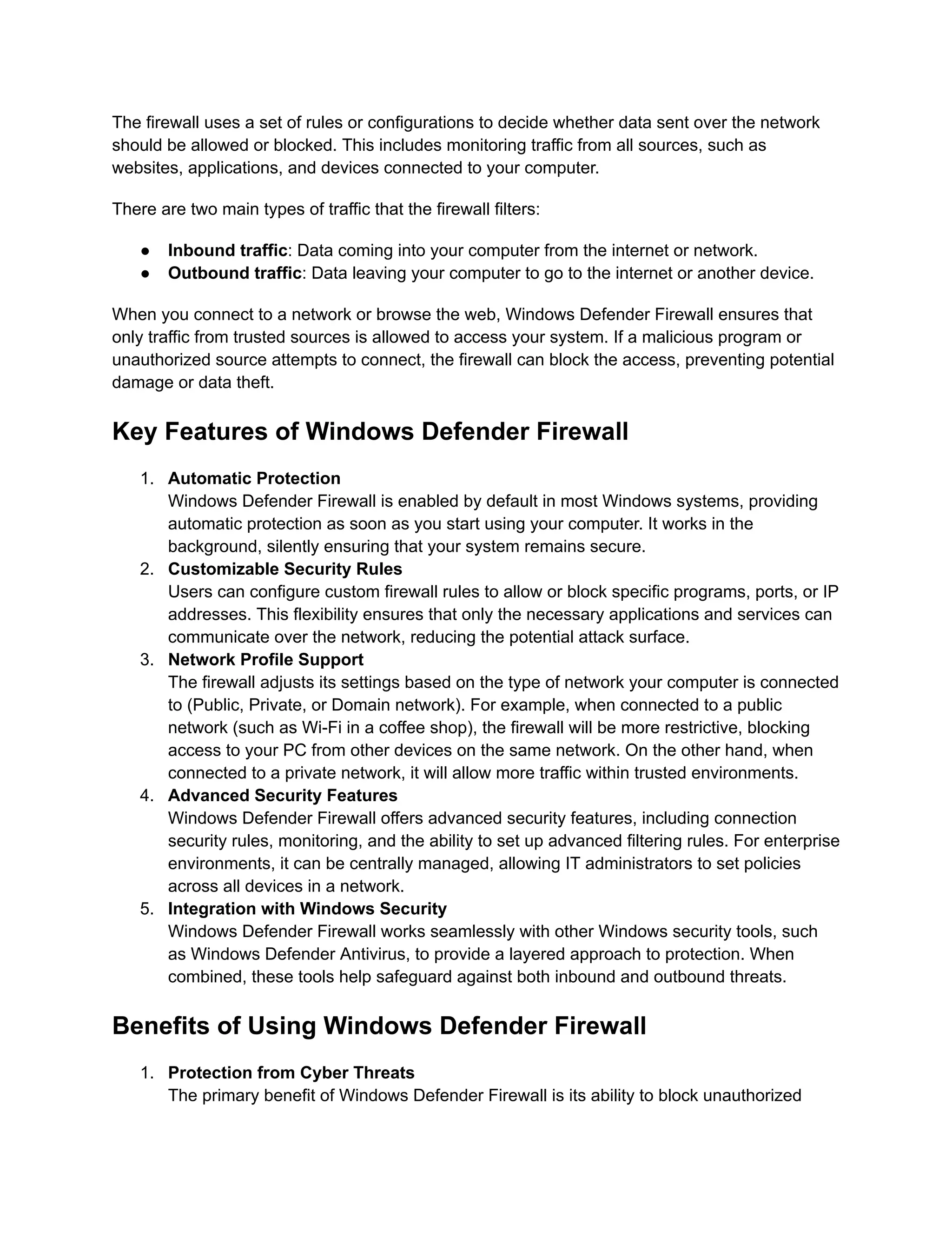 Windows Defender Firewall Essential Protection for Your PC | PDF