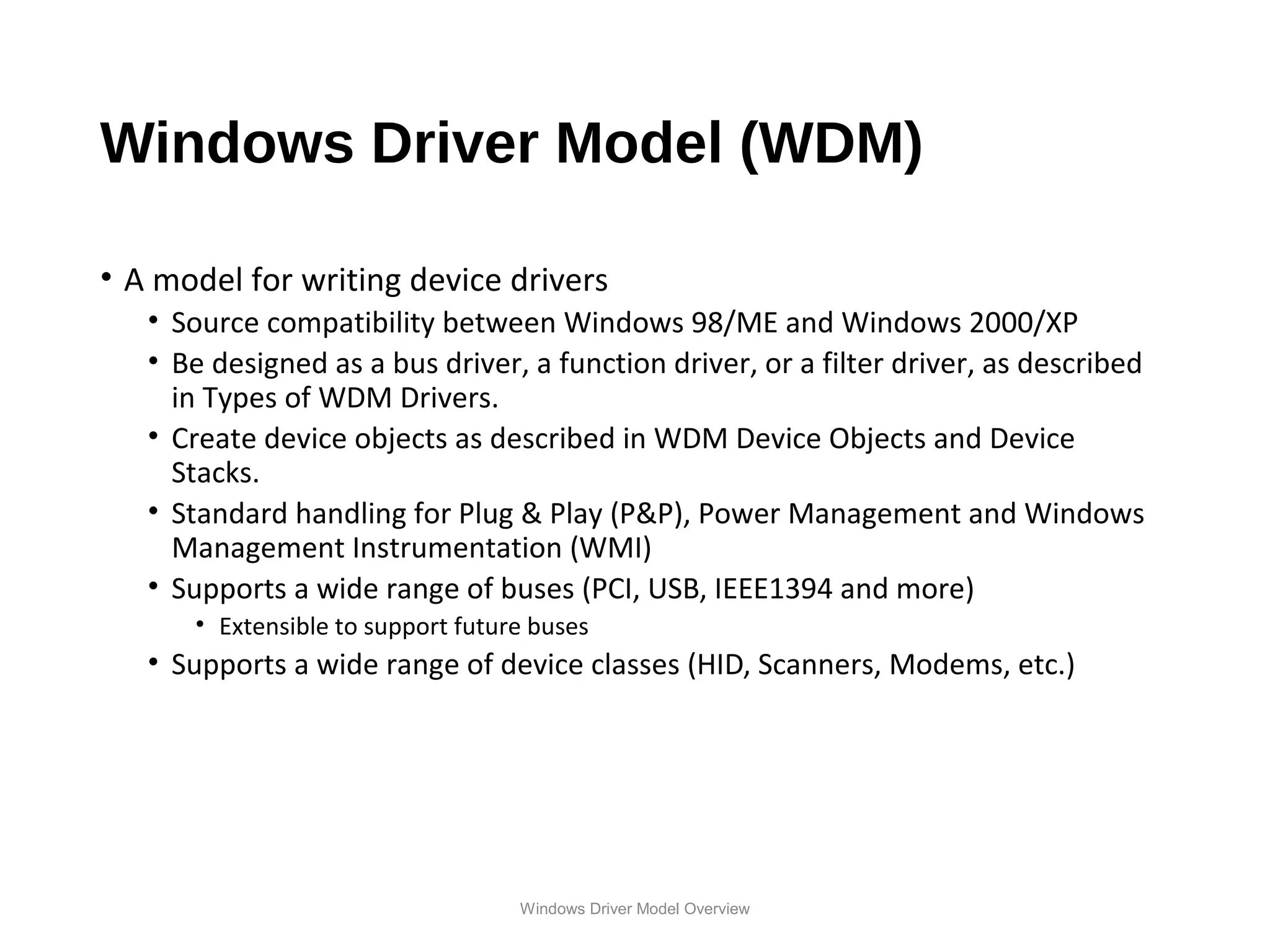 WDM - Windows Driver Model overview | PPT