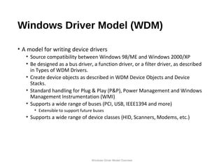 WDM - Windows Driver Model overview | PPT