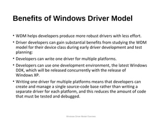 WDM - Windows Driver Model overview | PPT