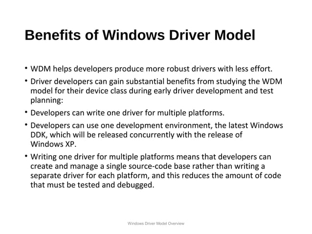 WDM - Windows Driver Model overview | PPT
