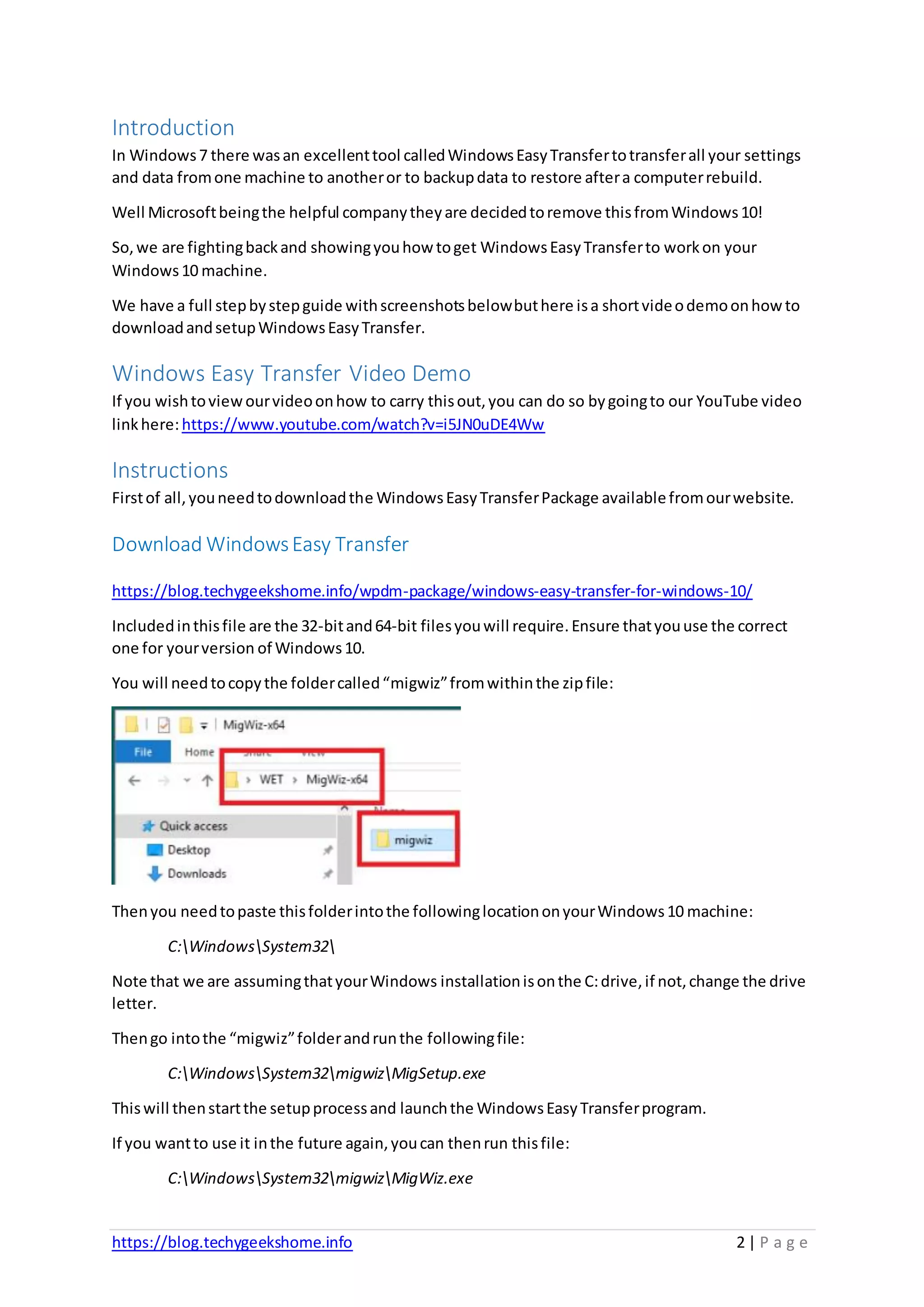 Windows Easy Transfer for Windows 10 | PDF