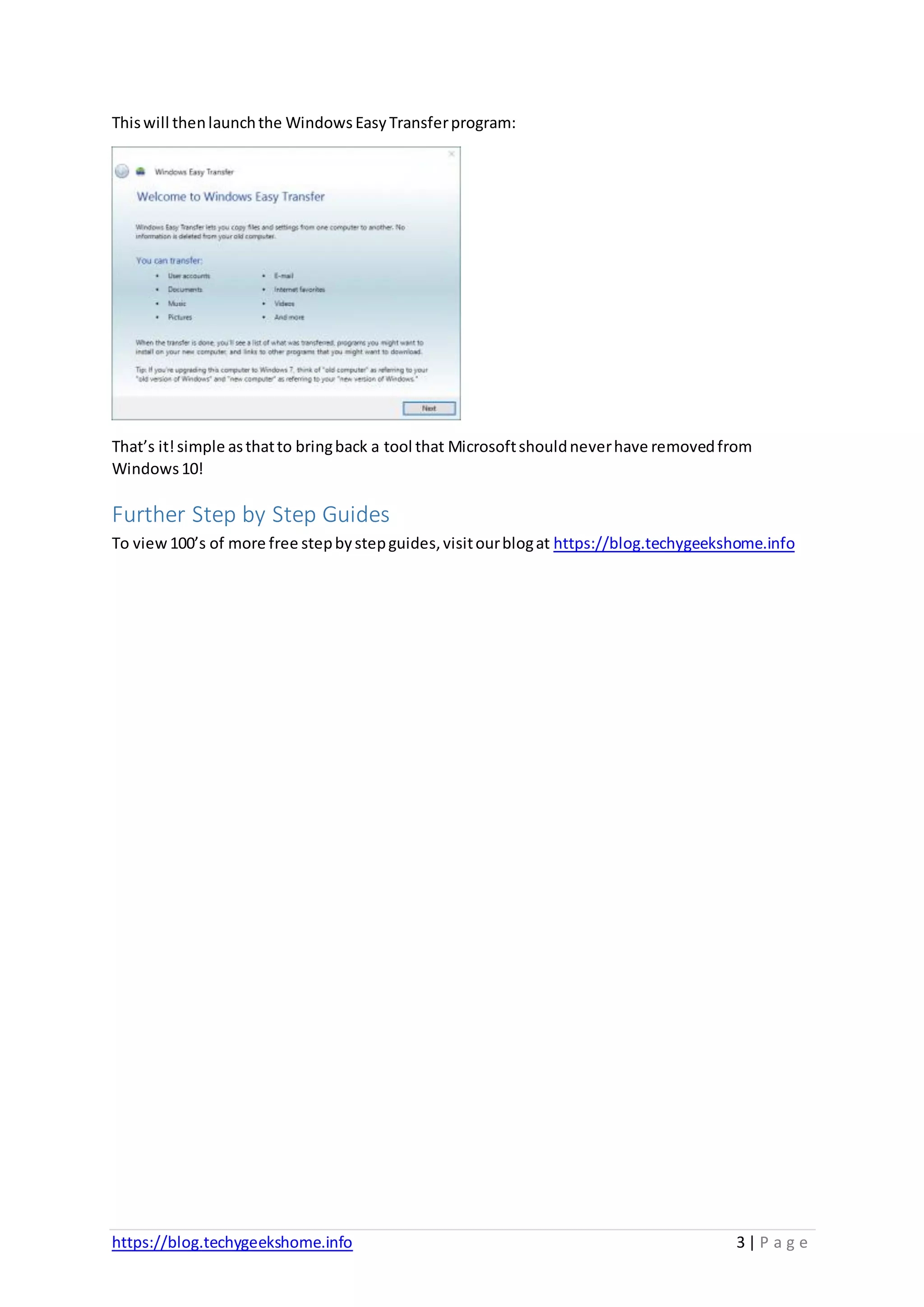 Windows Easy Transfer for Windows 10 | PDF