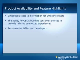 Windows embedded compact 7 overview slide share presentation | PPTX ...