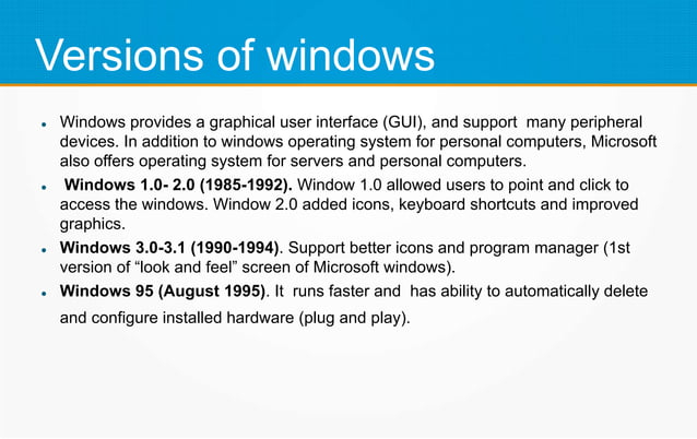 Windows enviroment | PPTX | Computing | Technology & Computing
