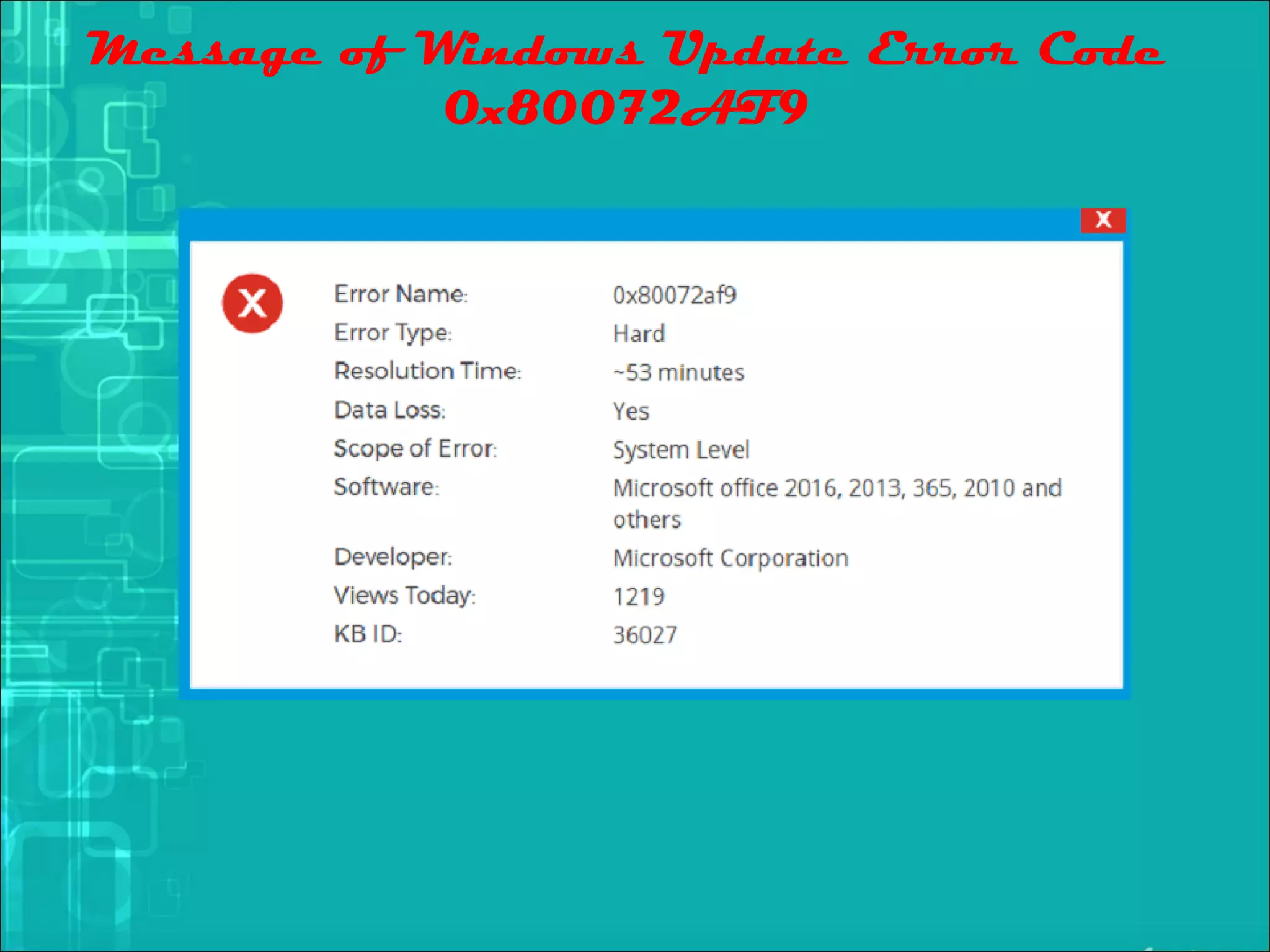 Windows error code 0x80072 af9 | PPT | Free download