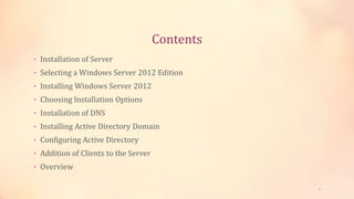 Windows Server 2012 Installation and Configurtion Superiorgrw | PPTX