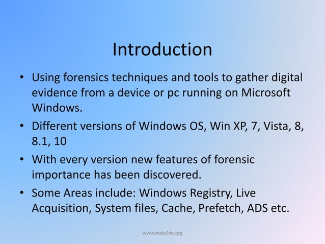 Windows forensic | PPTX | Operating Systems | Computer Software and Applications