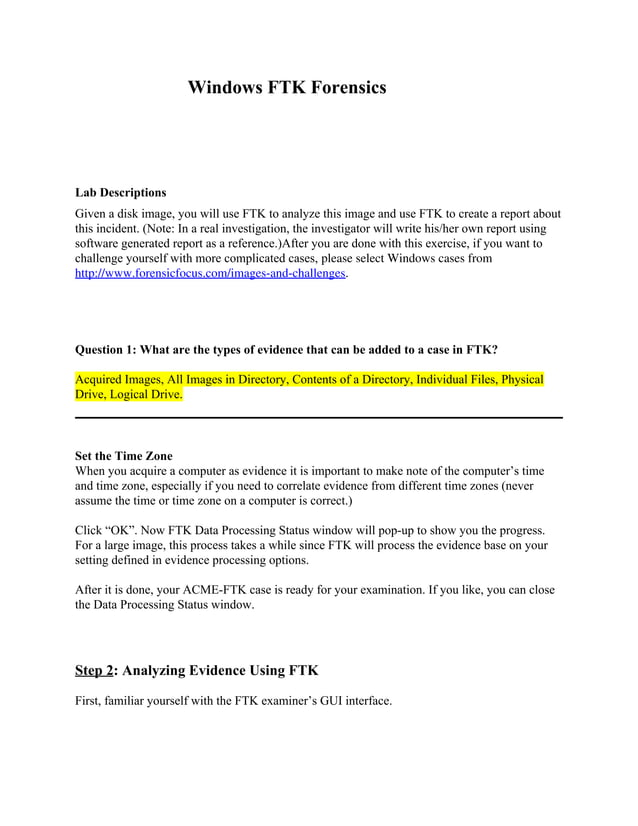 Windows FTK Forensics.pdf | Operating Systems | Computer Software and Applications
