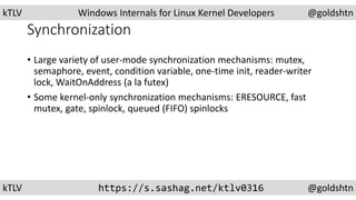 Windows Internals for Linux Kernel Developers | PPT