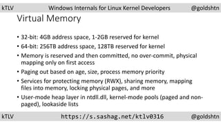 Windows Internals for Linux Kernel Developers | PPT