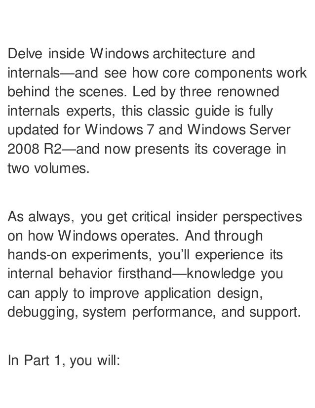 Windows internals, part 1 (6th edition) (developer reference) 6th edi… Windows internals, part 1 (6th edition) (developer reference) 6th edi…
