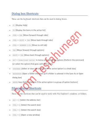 Windows keyboard shortcuts overview | DOCX