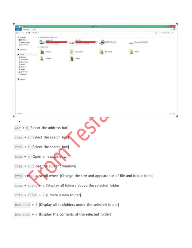 Windows keyboard shortcuts overview | DOCX | Operating Systems | Computer Software and Applications