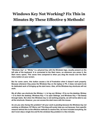 Windows key not working fix this in minutes by these effective 9 ...