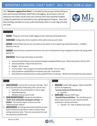 Windows logging cheat sheet | PDF