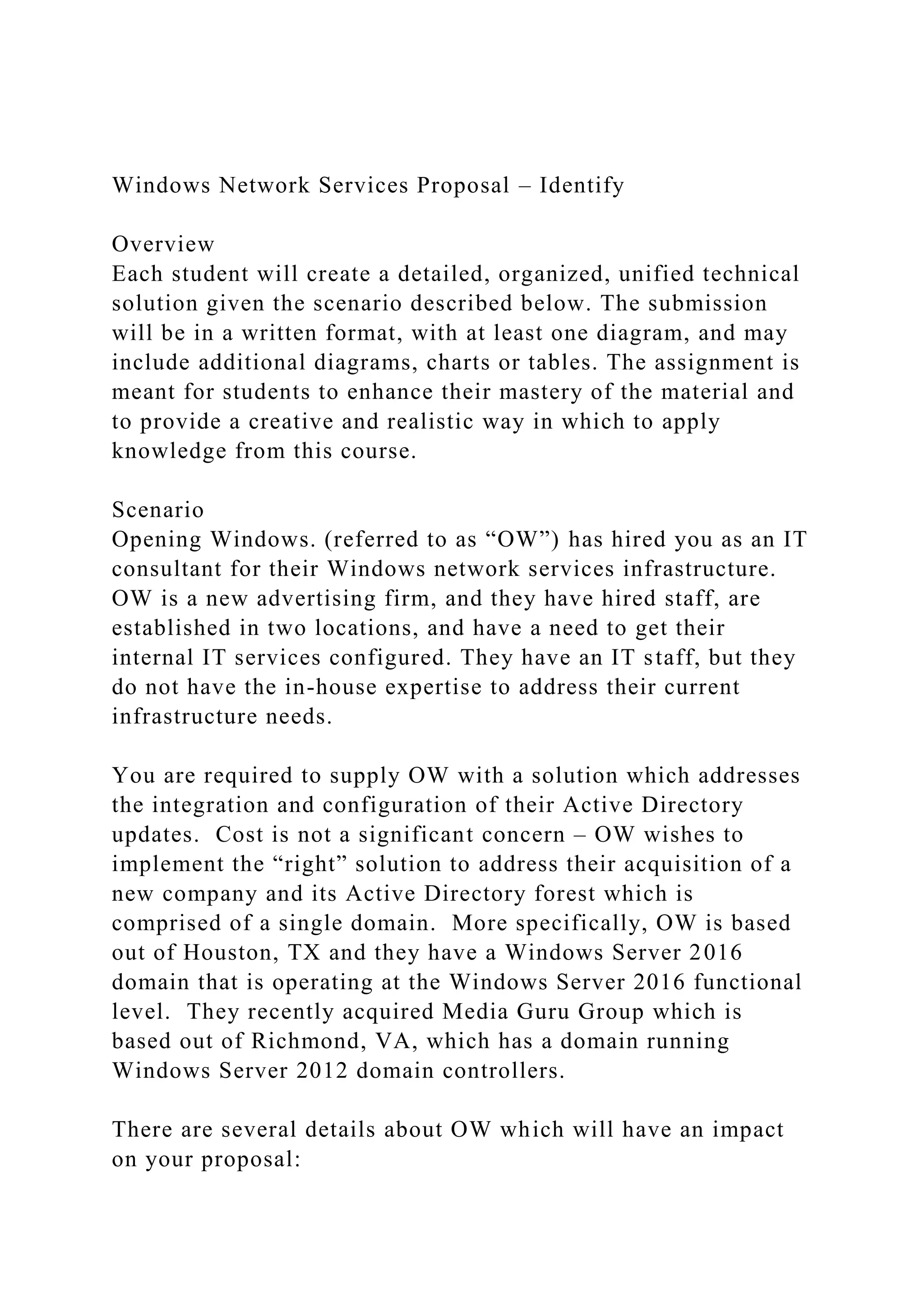 Windows Network Services Proposal – Identify OverviewEach st.docx