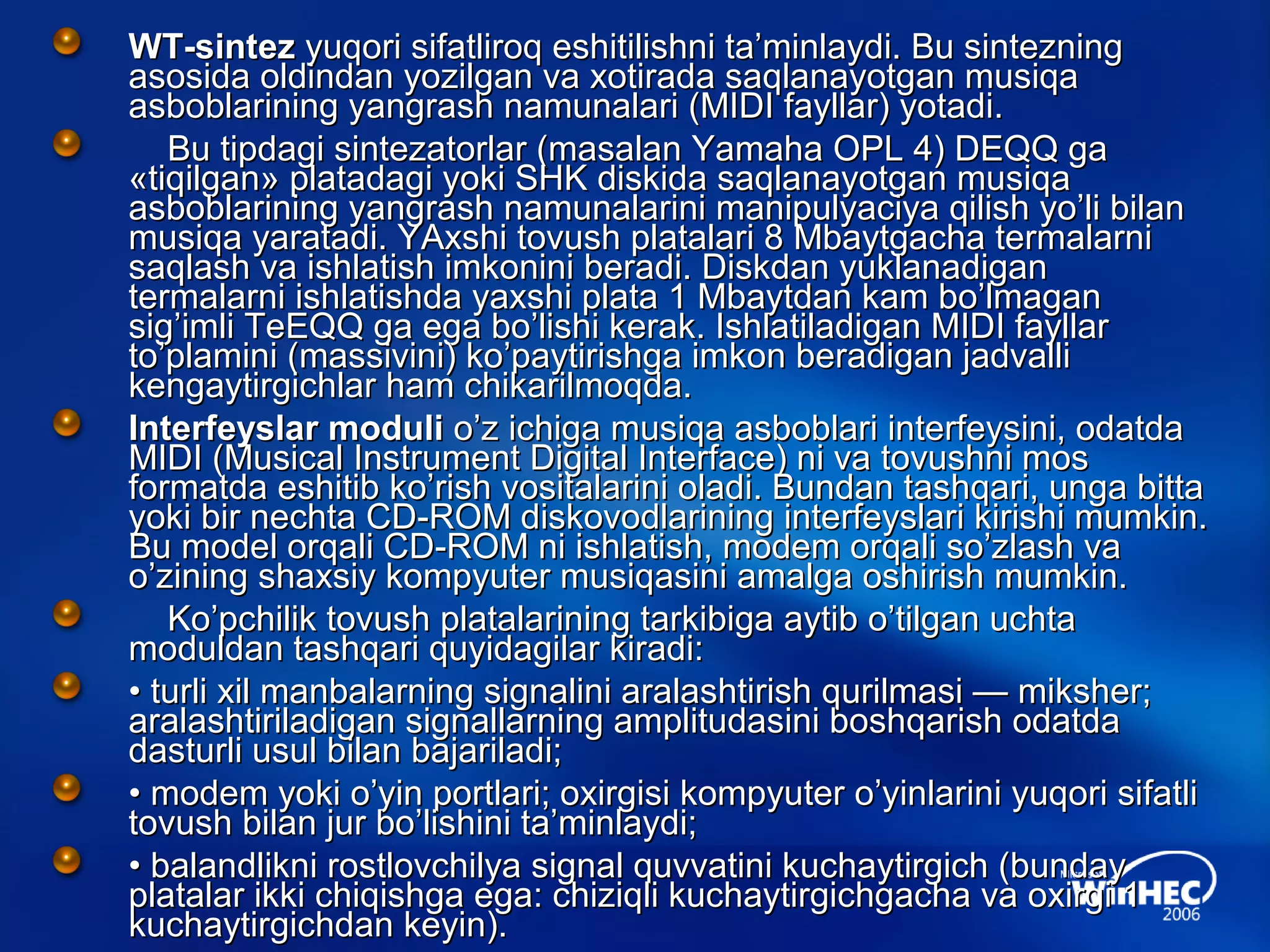 Windowsning multimediya imkoniyatlari | PPT