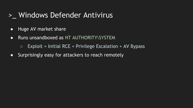Windows Offender_ Reverse Engineering Windows Defender's Antivirus ...